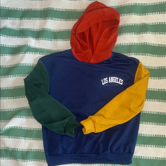 Shirts & Tops | Colorblock Hoodie With Los Angeles Print | Poshmark
